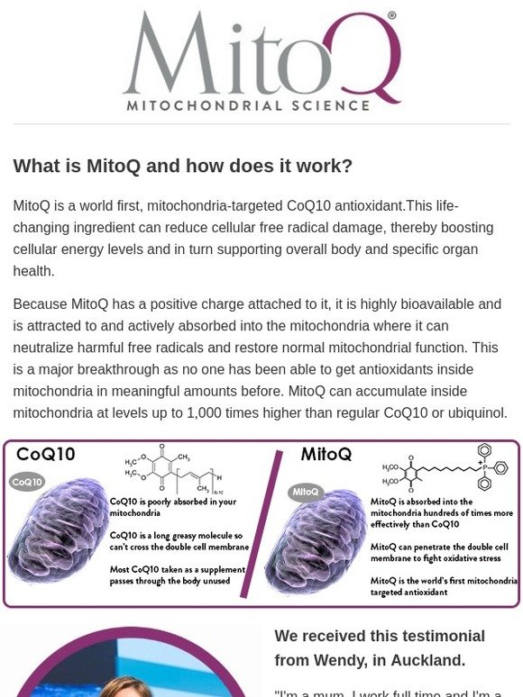 MitoQ: What is MitoQ and how does it work? | Milled
