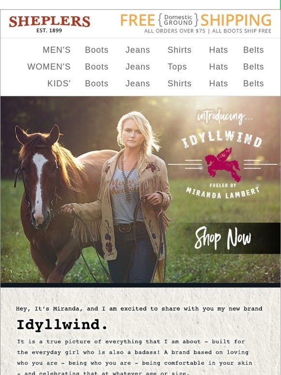 Sheplers: Introducing Idyllwind Brand Fueled By Miranda Lambert | Milled