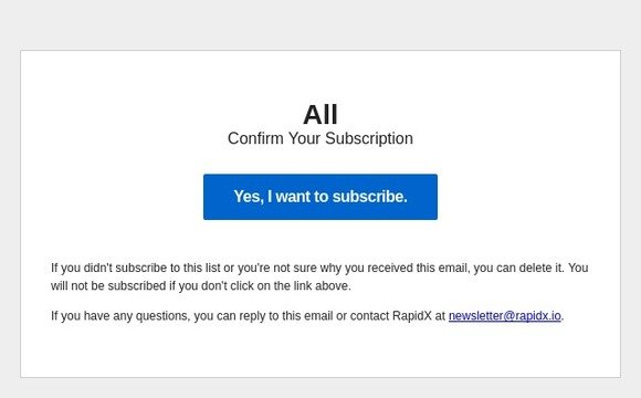 RapidX: Confirm Your Subscription | Milled