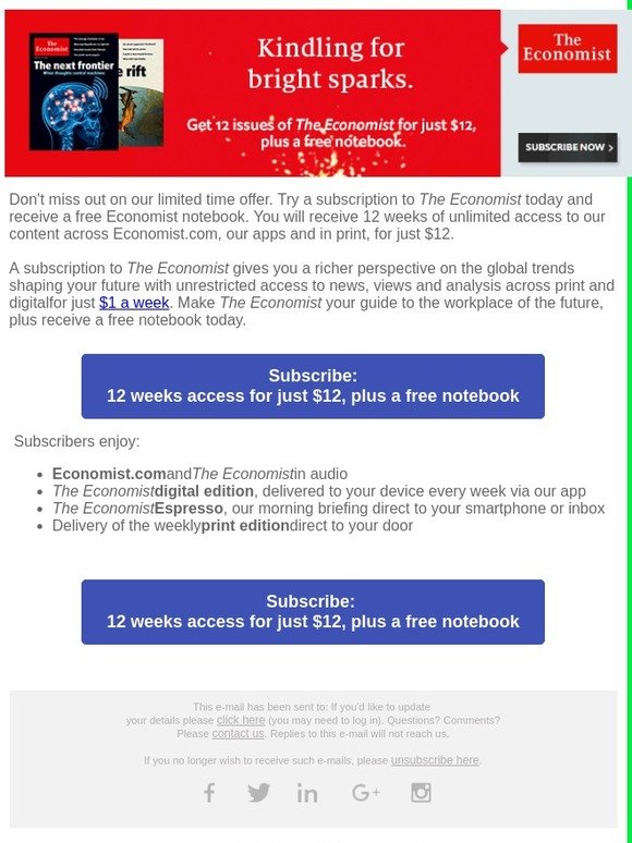 The Economist: There's still time to receive a free Economist notebook ...