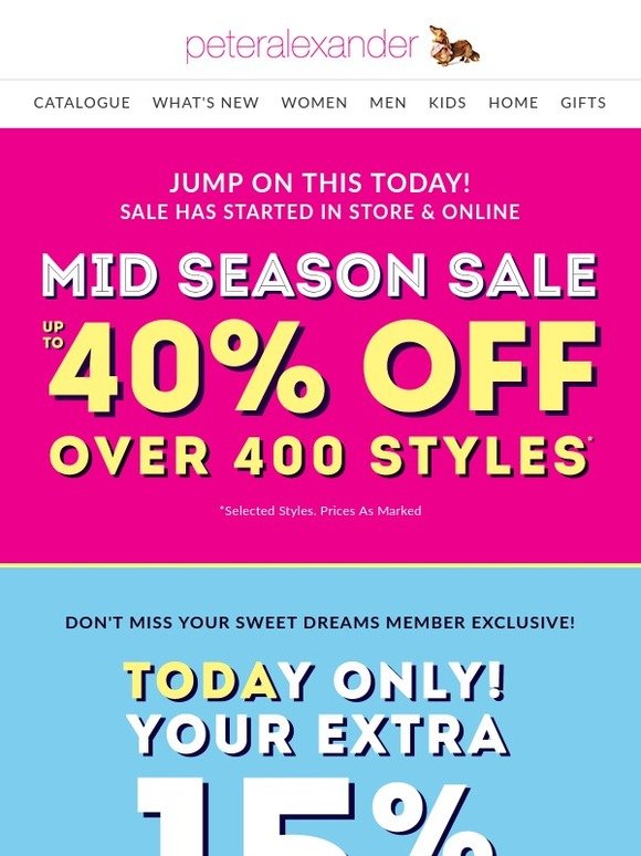 Peter Alexander: Wake up to SALE up to 40% OFF selected styles in store ...