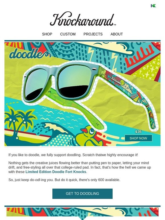 Knockaround: 🖊 Limited Edition Doodle Fort Knocks—now available! | Milled