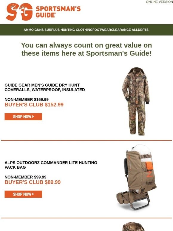 Sportsman's Guide: Are you still interested in our Guide Gear Men's ...
