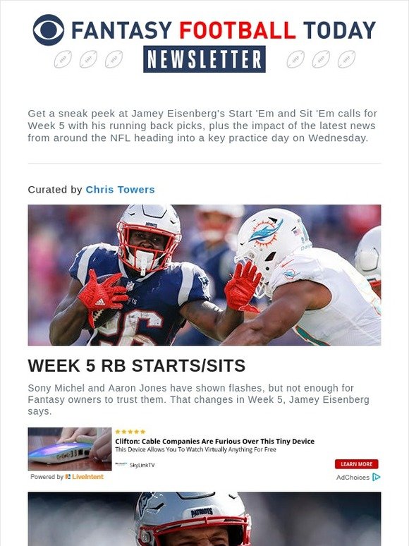 CBS Sports: Here's the running backs you need to start in Week 5 | Milled