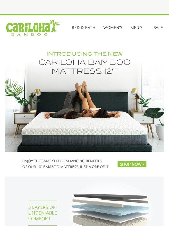 Cariloha: Introducing The New Cariloha Bamboo Mattress 12"! | Milled