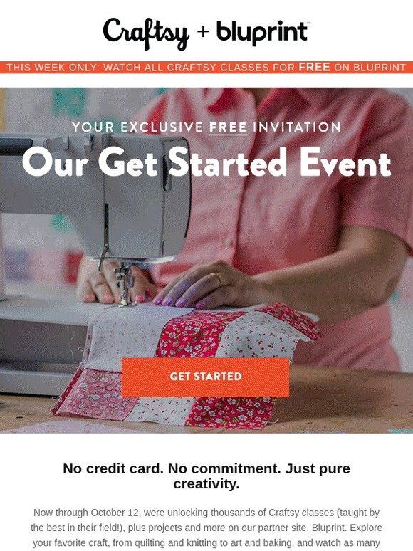 Craftsy: You're invited: Watch all Craftsy classes FREE this week! | Milled