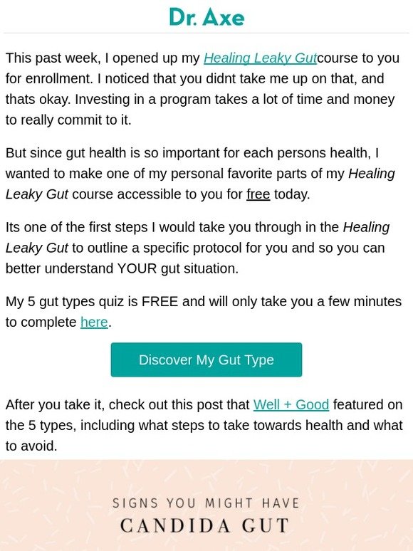 Dr. Axe: [Free Quiz] Discover Your Gut Type | Milled