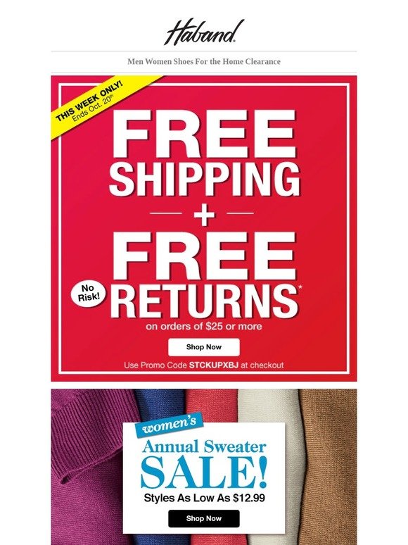 Haband: Our 🎁 to You: FREE Shipping & FREE Returns! | Milled