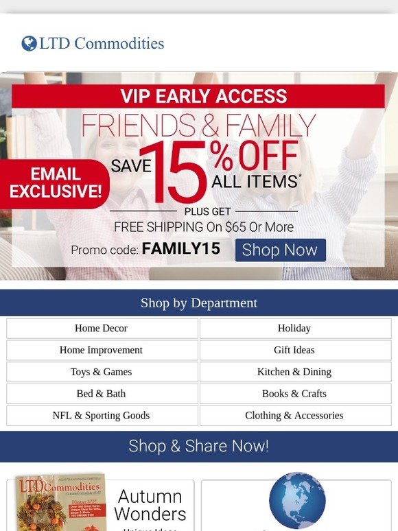 LTD Commodities: VIP Early Access | Email Exclusive | 15% Off All Items ...
