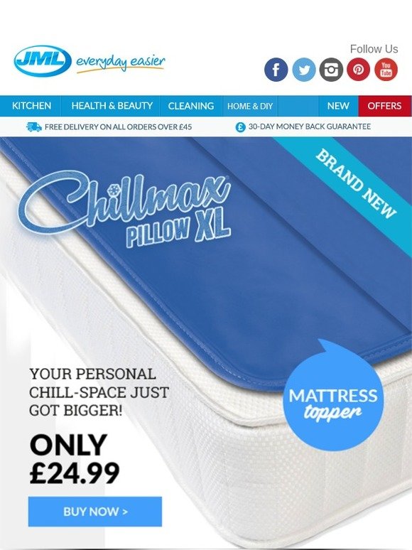 JML: Our bestselling Chillmax pillow just got BIGGER! | Milled