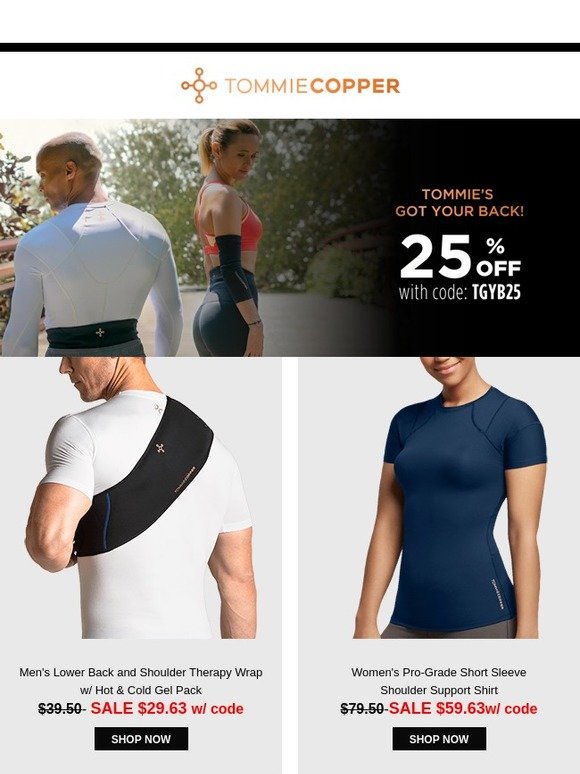 Tommie Copper: 25% Off Compression BACK & SHOULDER Support | Milled