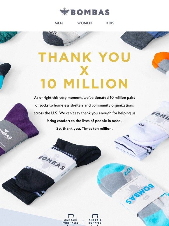 Bombas: You Helped Us Donate 10 Million Pairs Of Socks | Milled