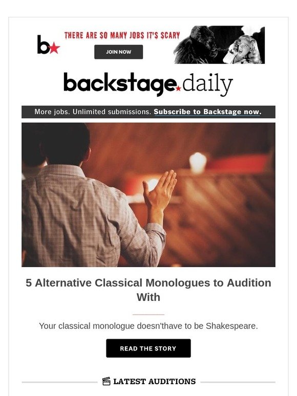 Backstage: 5 Classical Monologues That AREN'T Shakespeare | Milled