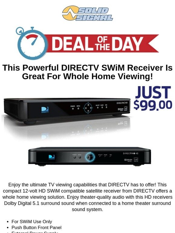 Solid Signal: DIRECTV Feature Rich SWiM Receiver Just $99! | Milled