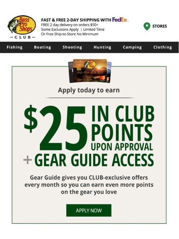 Bass Pro Shops: Sign up for Bass Pro Shops' CLUB card today! | Milled
