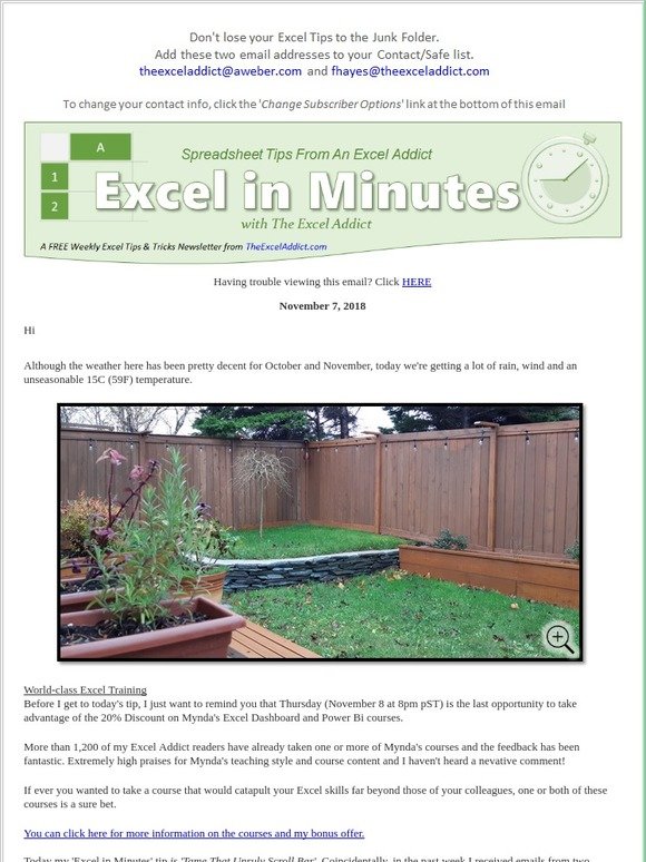 Excel Addict: The Excel Addict - Tame That Unruly Scroll Bar | Milled
