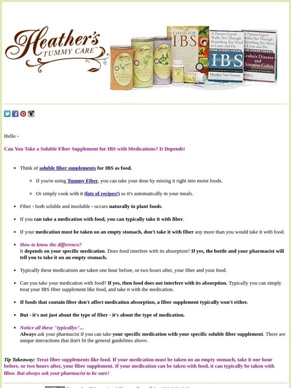 Heather's Tummy Care: Can You Take a Fiber Supplement with Medications ...