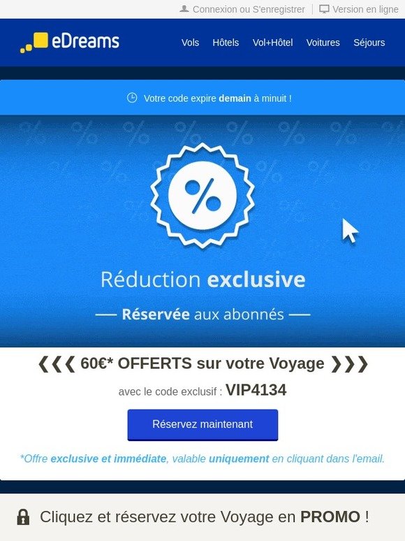 eDreams: Votre code va être désactivé... | Milled