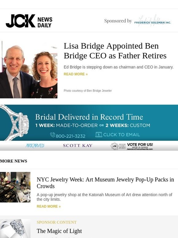 JCK: Lisa Bridge Appointed Ben Bridge CEO as Father Retires | Milled