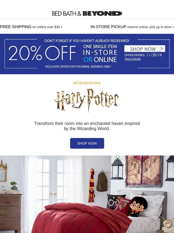 Bed Bath & Beyond: ⚡Introducing Harry Potter! ⚡ PLUS, a special coupon ...