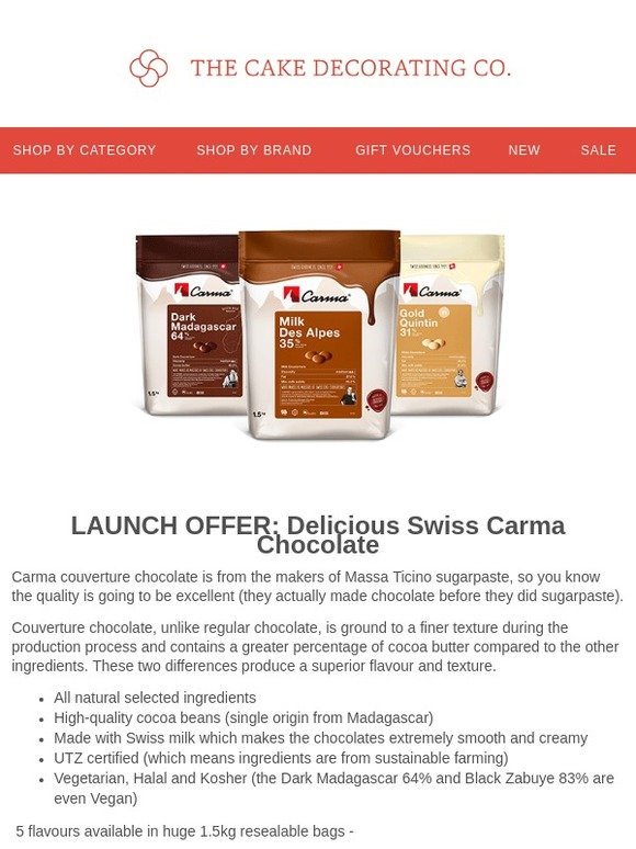 The Cake Decorating Company: ??SALE: Delicious Swiss Carma Chocolate ...
