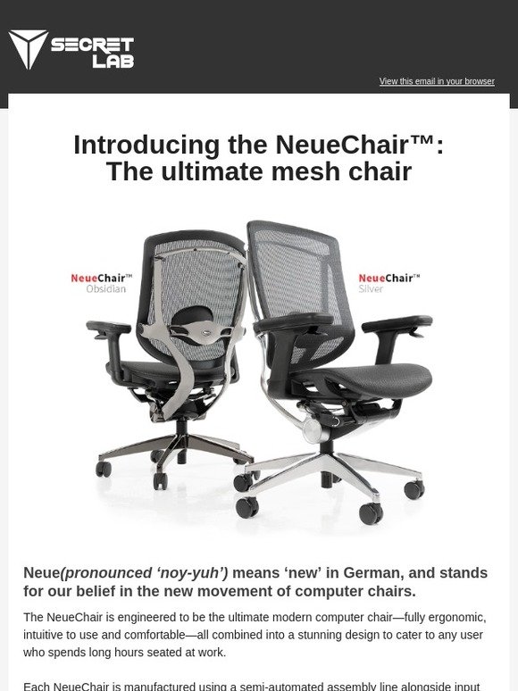 Secretlab: Introducing the NeueChair™ | Milled