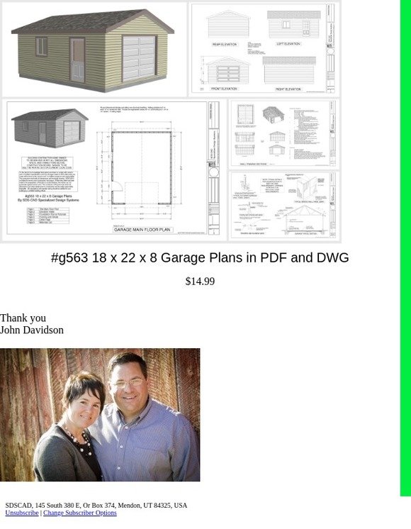 House & Cabin Plans: Download Free Sample Garage Plan g563 18 x 22 x 8 ...