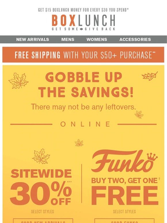 BoxLunch: Make room on your plate for savings! 30% off! | Milled