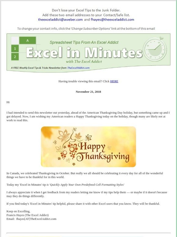 Excel Addict: The Excel Addict - Quickly Apply Your Own Predefined Cell ...