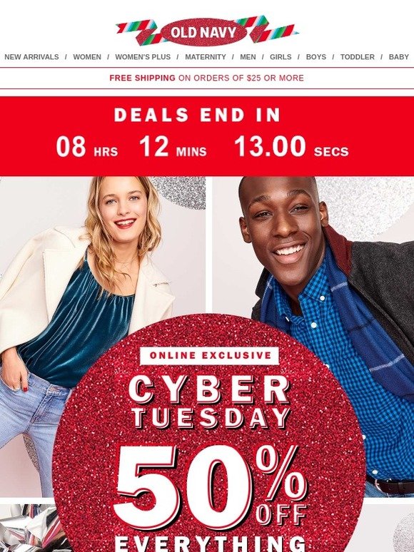 Old Navy: JUST HOURS LEFT: 50% OFF EVERYTHING ONLINE — MEET US AT THE ...