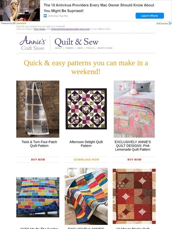 Annie's: Quick & easy patterns you can make in a weekend! | Milled
