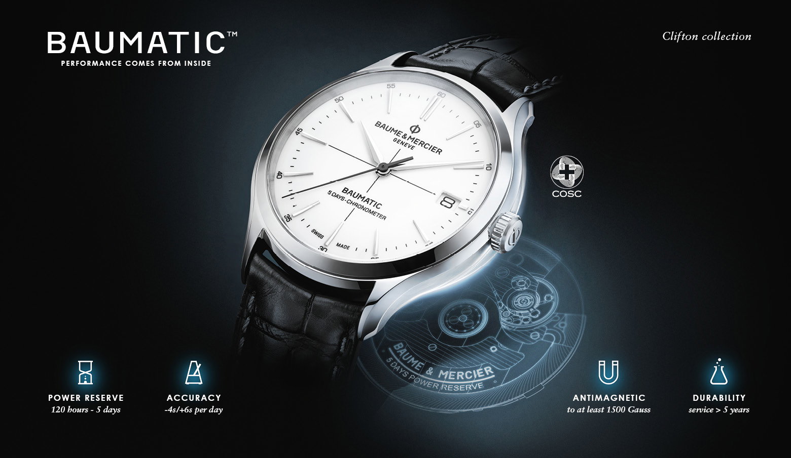 Goldsmiths: Discover the new Baume & Mercier Clifton Baumatic | Milled