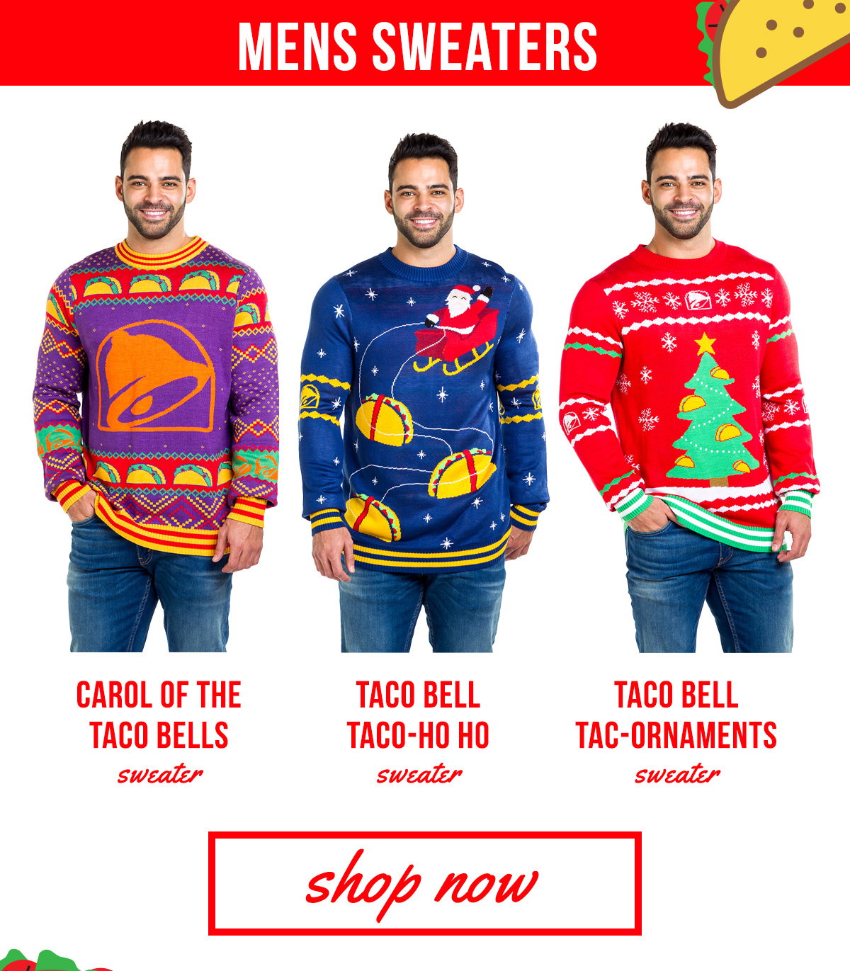 Tipsy Elves: NEW Tipsy Elves x Taco Bell Holiday Sweaters! | Milled