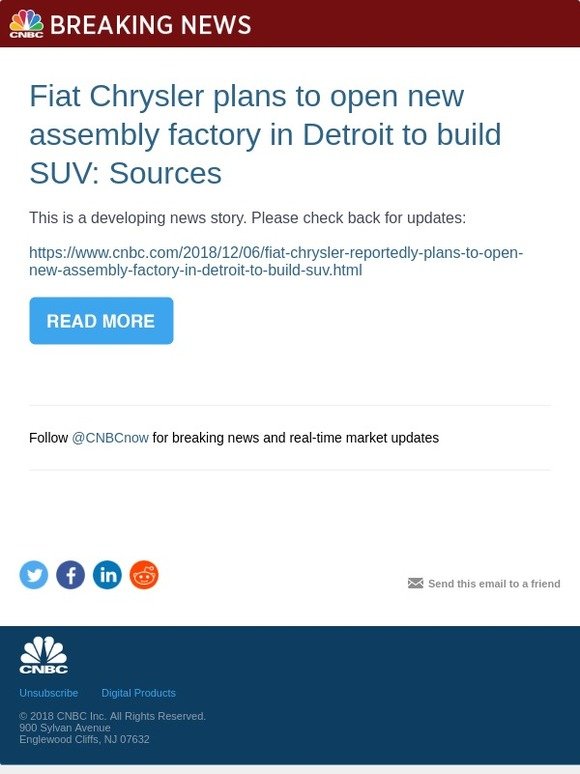 CNBC: Fiat Chrysler plans to open new assembly factory in Detroit to ...