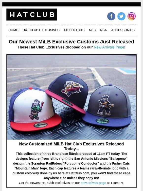 Hat Club: Exclusive Custom MiLB caps! | Milled