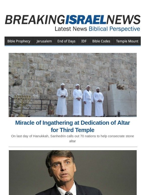 Israel365: Miracle of Ingathering at Dedication of Altar for Third ...