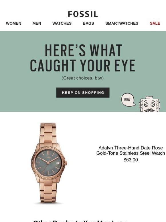 Fossil: Blane Three-Hand Rose Gold-Tone Stainless Steel Watch and ...