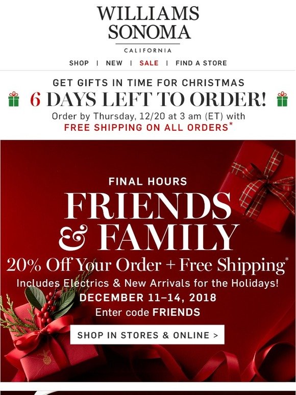Williams Sonoma: Tick, Tock! 25% Off Candy Ends Tonight + Great Gifts ...