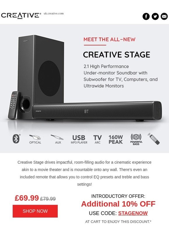 Creative: The wait is over - Creative Stage 2.1 Soundbar is now ...