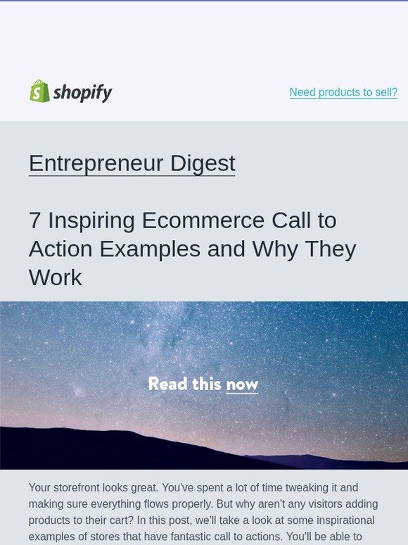 Shopify.com: 7 [Call To Action] examples that work | Milled