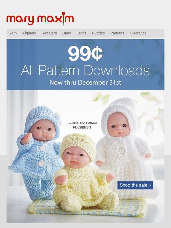 Mary Maxim: 99¢ Pattern Downloads! | Milled