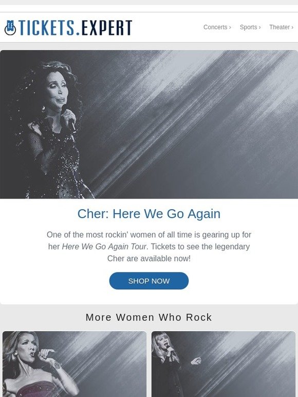 Tickets: It's National Women Rock Day! Celebrate with Cher, Celine Dion ...