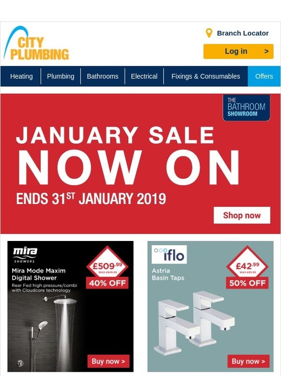City Plumbing: SALE ON NOW! The Bathroom Showroom January Sale | Milled