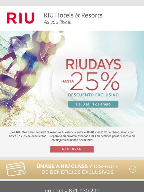 Riu Hotels & resorts: Riu Days: ¡Hasta un 25% de descuento en tu ...