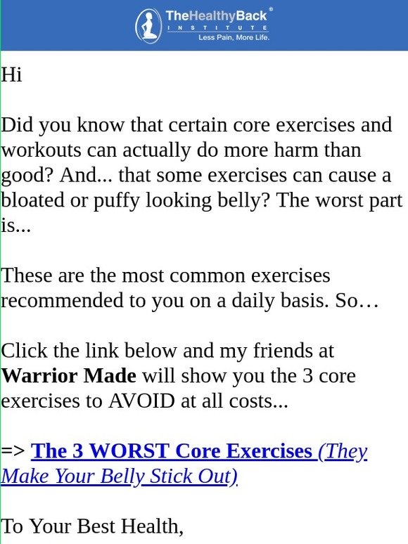 Healthy Back Institute: The 3 WORST Core Exercises | Milled