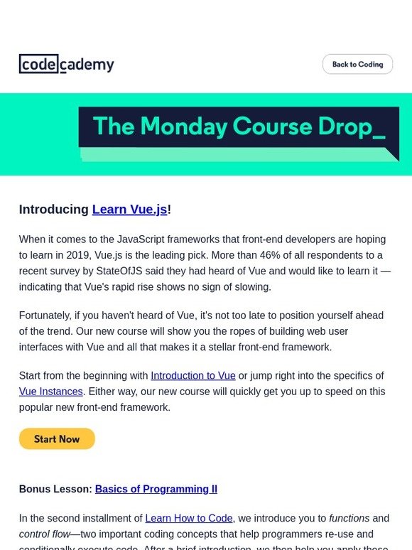 Codecademy: New from Codecademy: Vue.js | Milled