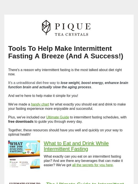 Pique: Valuable tools to help make intermittent fasting a breeze | Milled