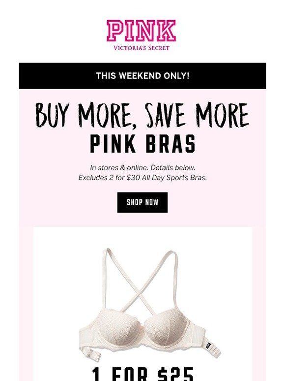 Victoria's Secret: PINK BRAS: 1/$25, 2/$45 or 3/$60 | Milled