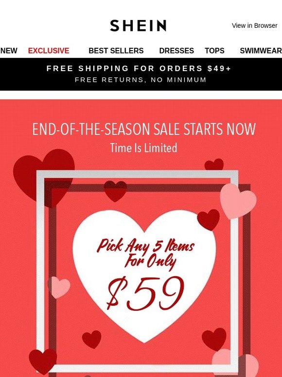 SHEIN: End of season sale: 5 items for $59! More to Love! | Milled