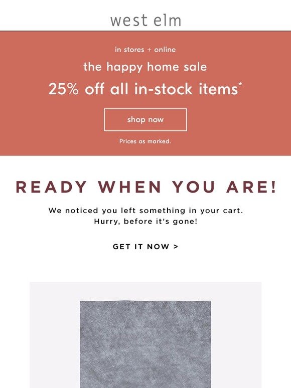 West Elm: Here's a friendly nudge... you left this in your cart… | Milled